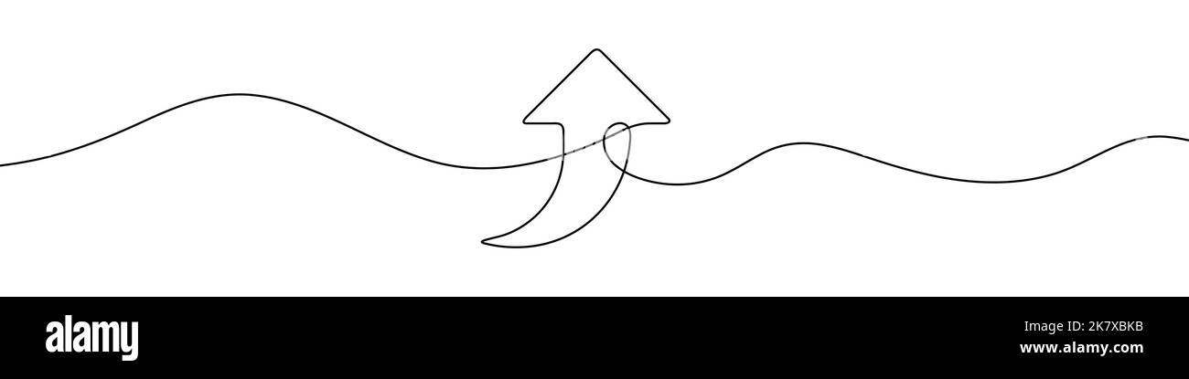 Continuous line drawing of up arrow. Up arrow linear icon. One line ...