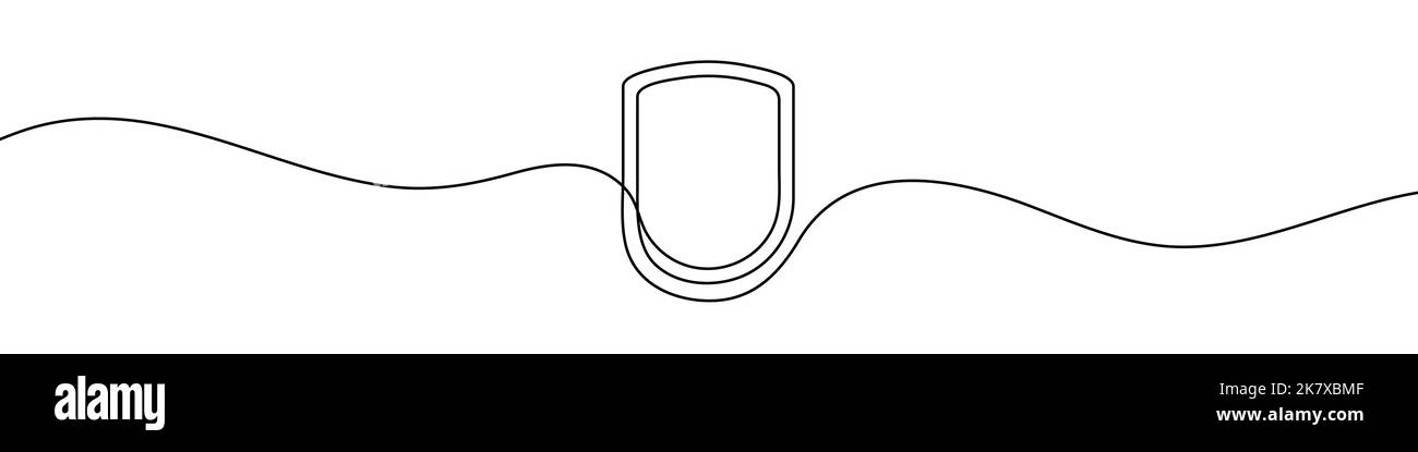 Continuous line drawing of shield. One line drawing background. Vector ...