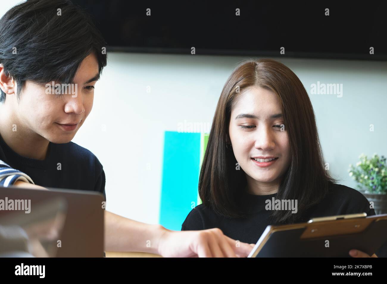 business woman and partnership discussion and exchange of ideas during ...