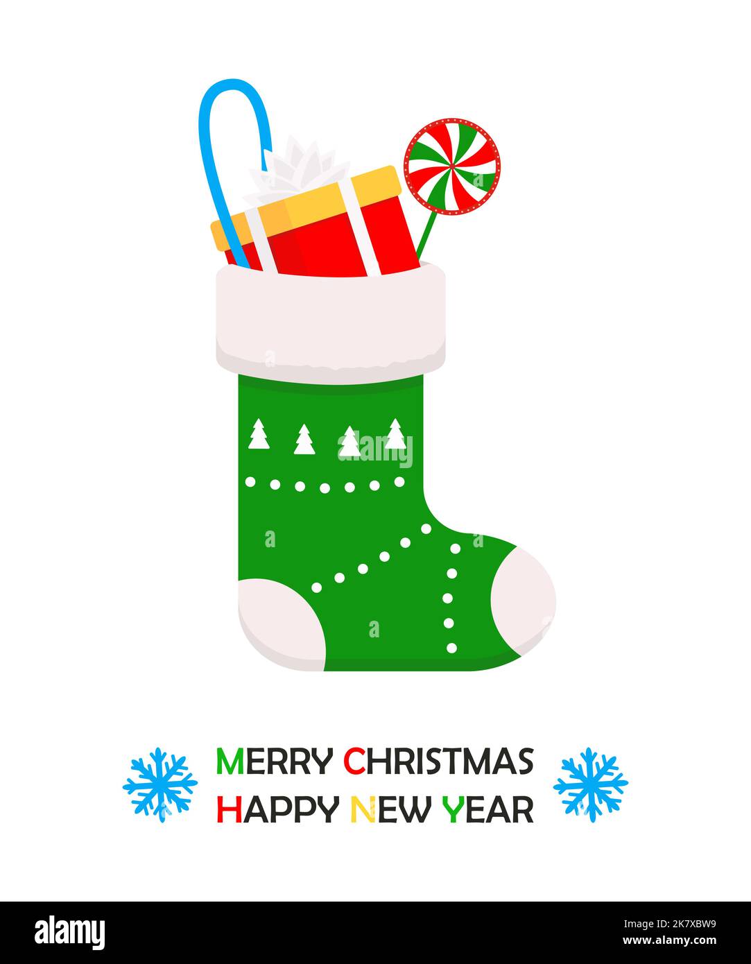Christmas stocking with gift on white background Stock Vector Image ...