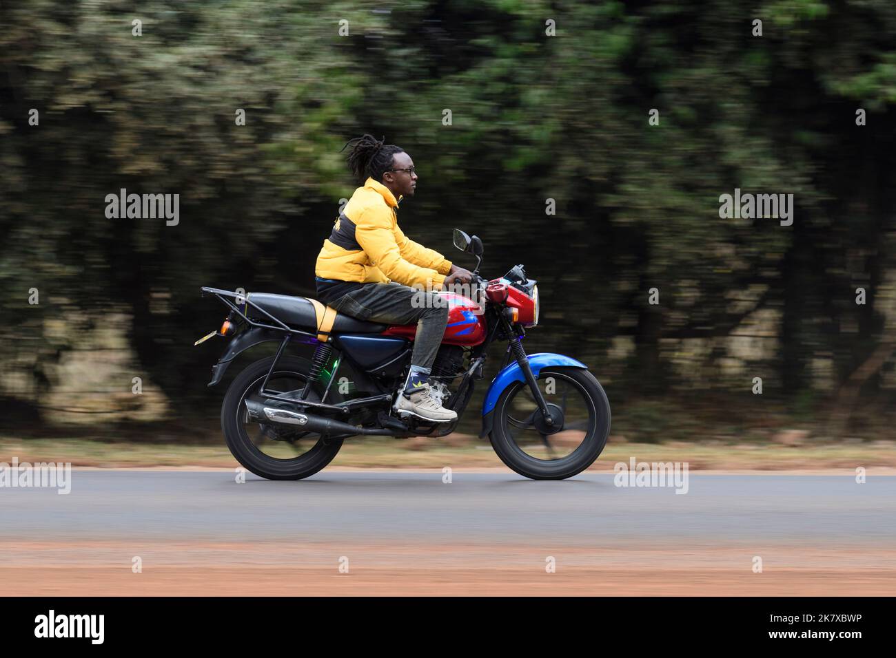 A motorcycle taxis, know as a Boda boda, in East Africa. Boda bodas are ...