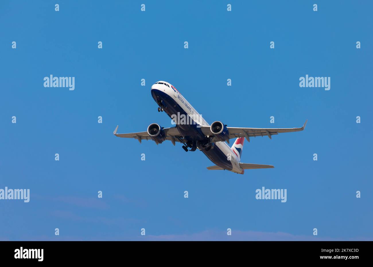 Airplane from the airline british airways on approach for landing hi ...