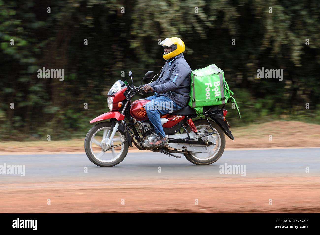A motorcycle taxis, know as a Boda boda, in East Africa. Boda bodas are ...