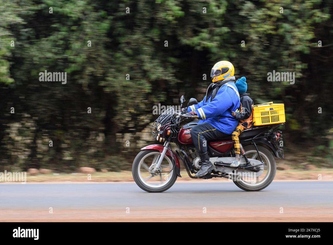 A motorcycle taxis, know as a Boda boda, in East Africa. Boda bodas are ...