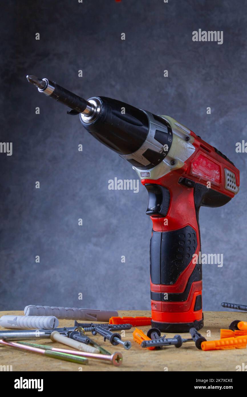 Working tool. Old Screwdriver. Used power tools. Repair tool ...