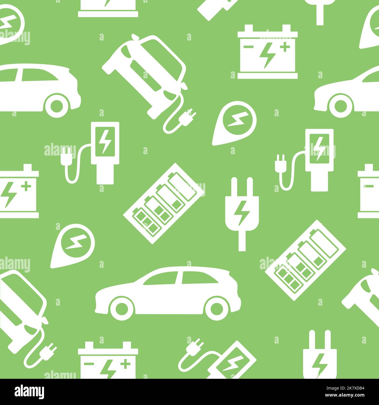 Seamless pattern with electric cars, charging stations and battery ...