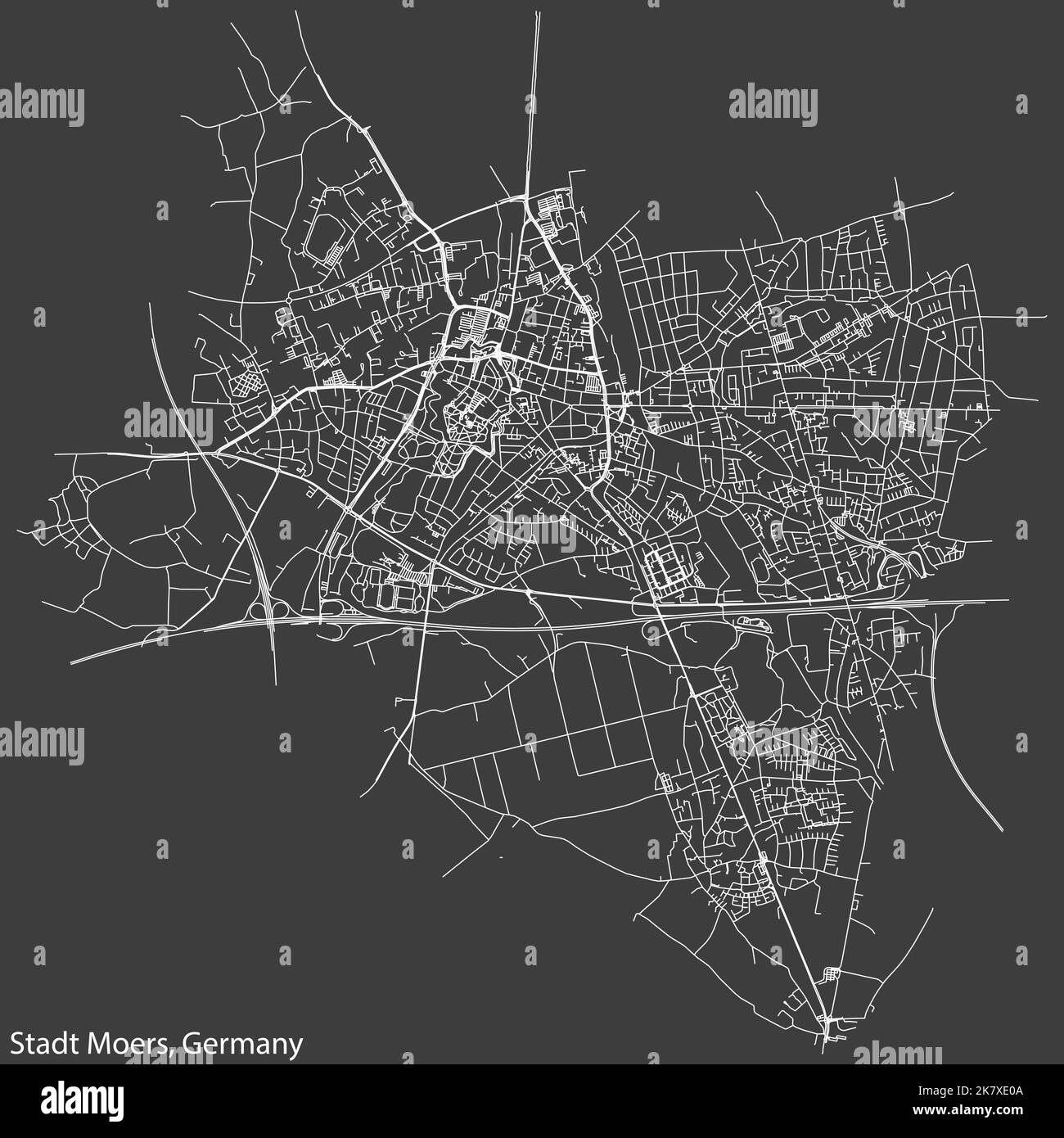 Street roads map of the Street roads map of the CITY OF MOERS Stock ...