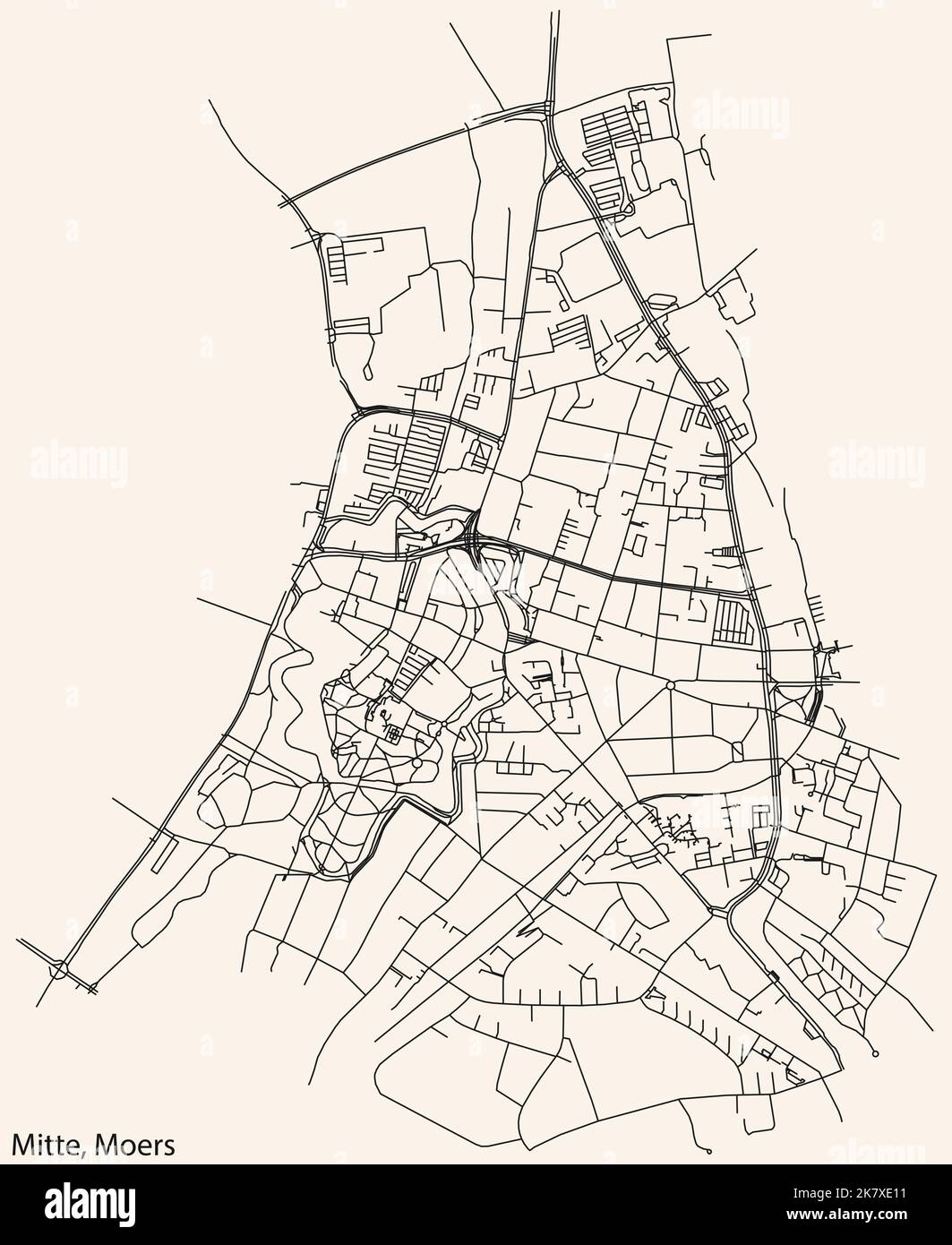 Street roads map of the MITTE QUARTER, MOERS Stock Vector Image & Art ...