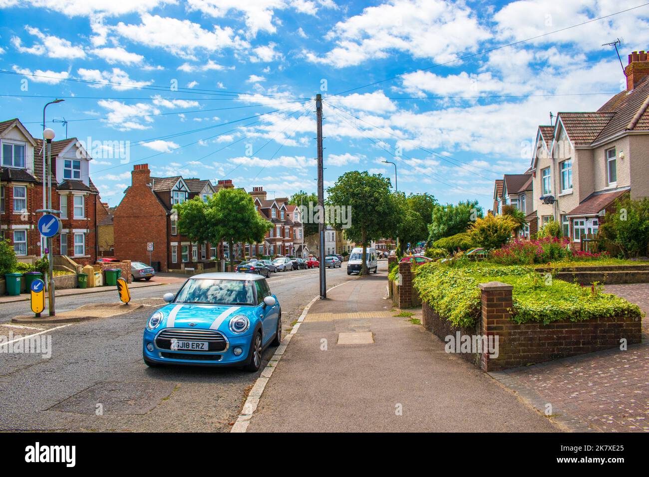 View of beautiful traditional old-world houses at a street of ...