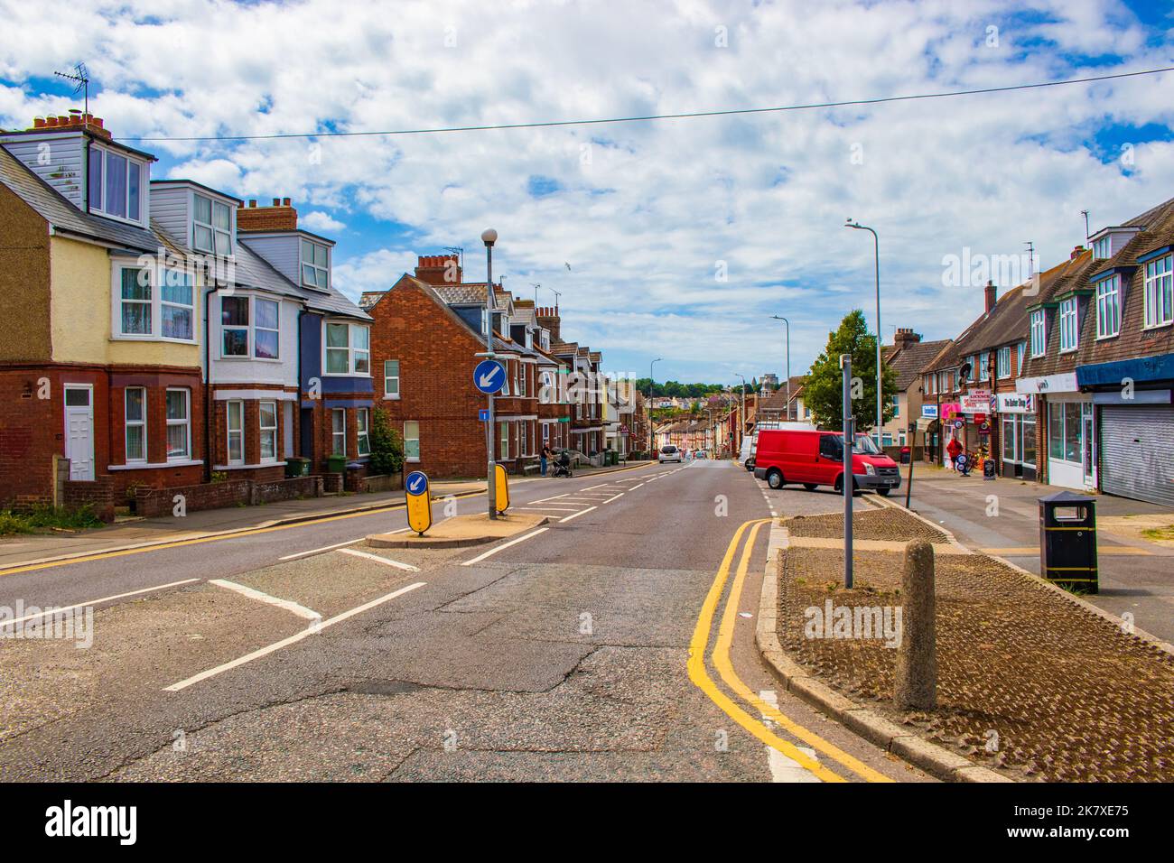 View of beautiful traditional old-world houses at a street of ...