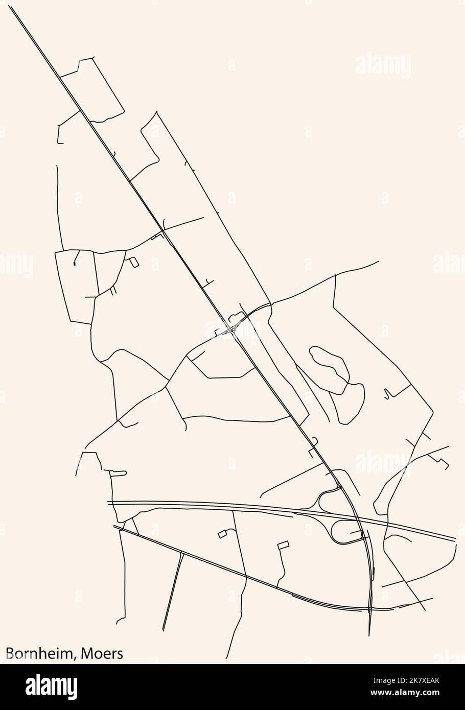 Street roads map of the BORNHEIM QUARTER, MOERS Stock Vector Image ...