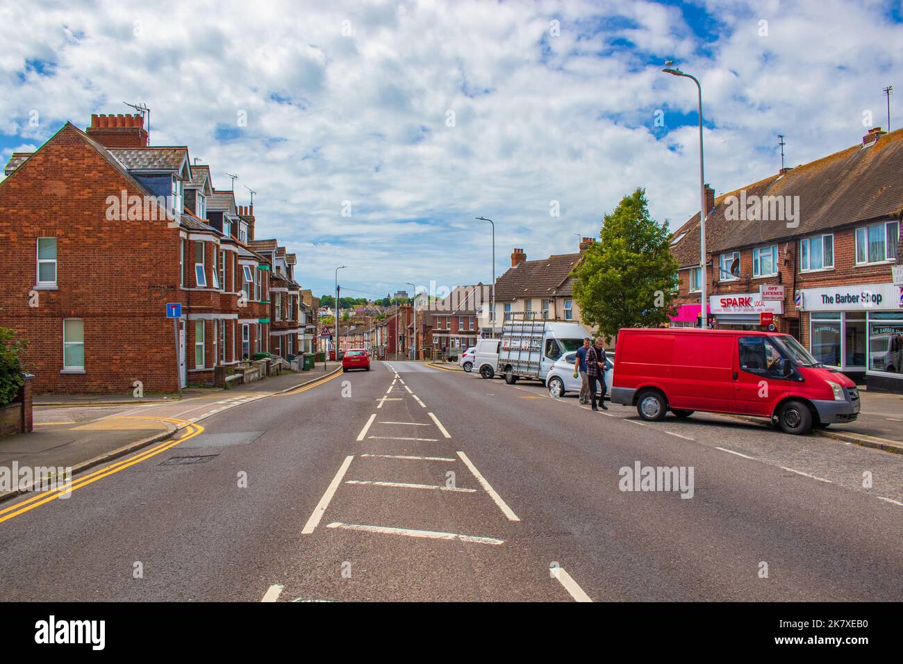 View of beautiful traditional old-world houses at a street of ...