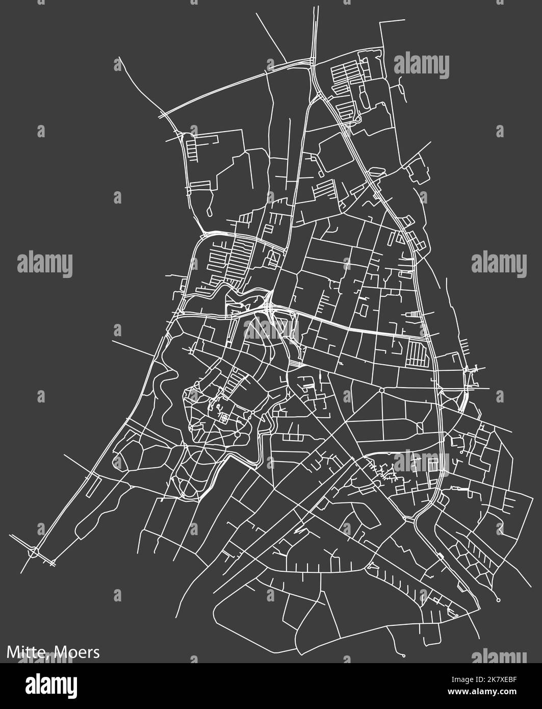 Street roads map of the MITTE QUARTER, MOERS Stock Vector Image & Art ...
