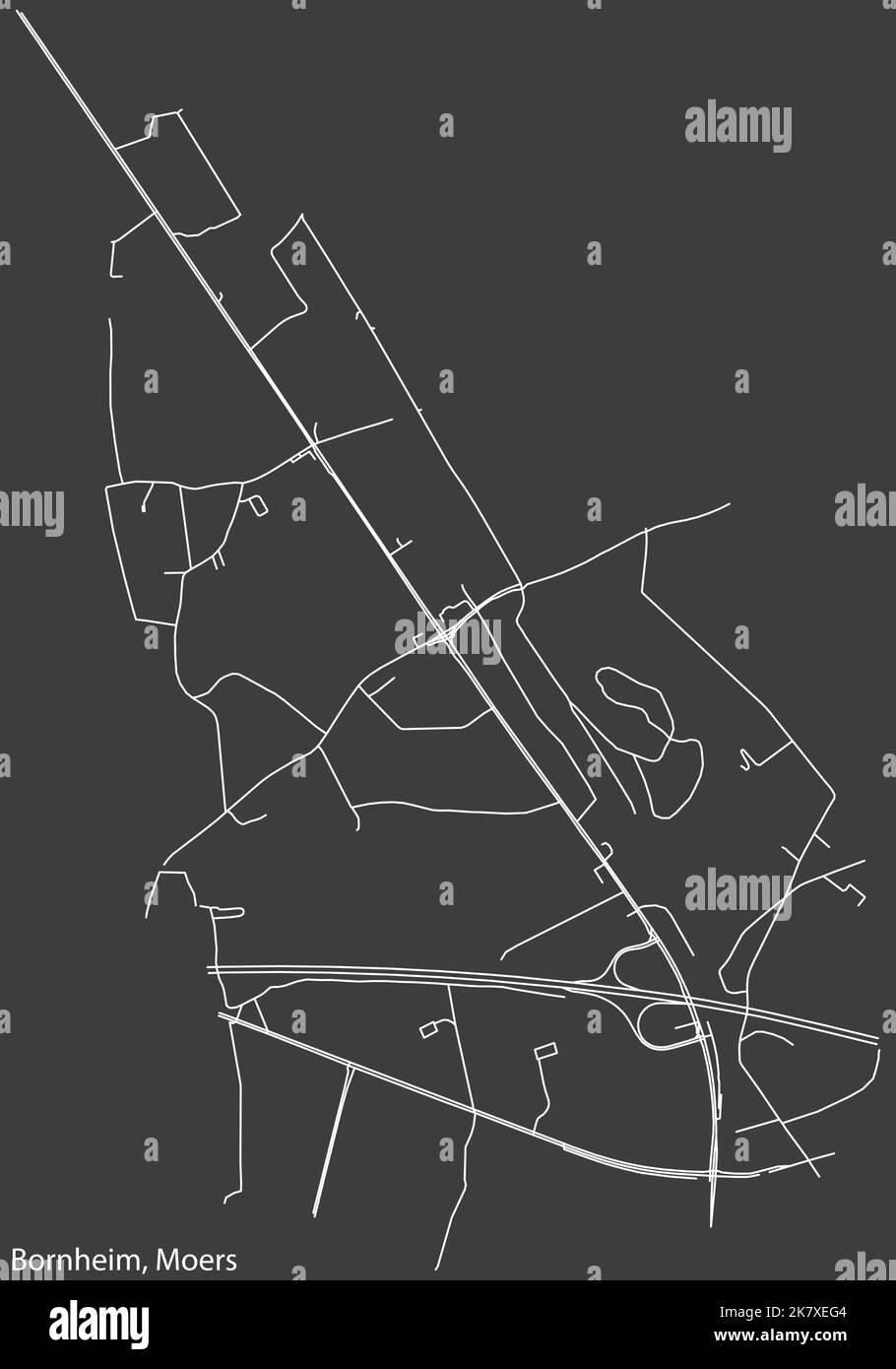 Street roads map of the BORNHEIM QUARTER, MOERS Stock Vector Image ...