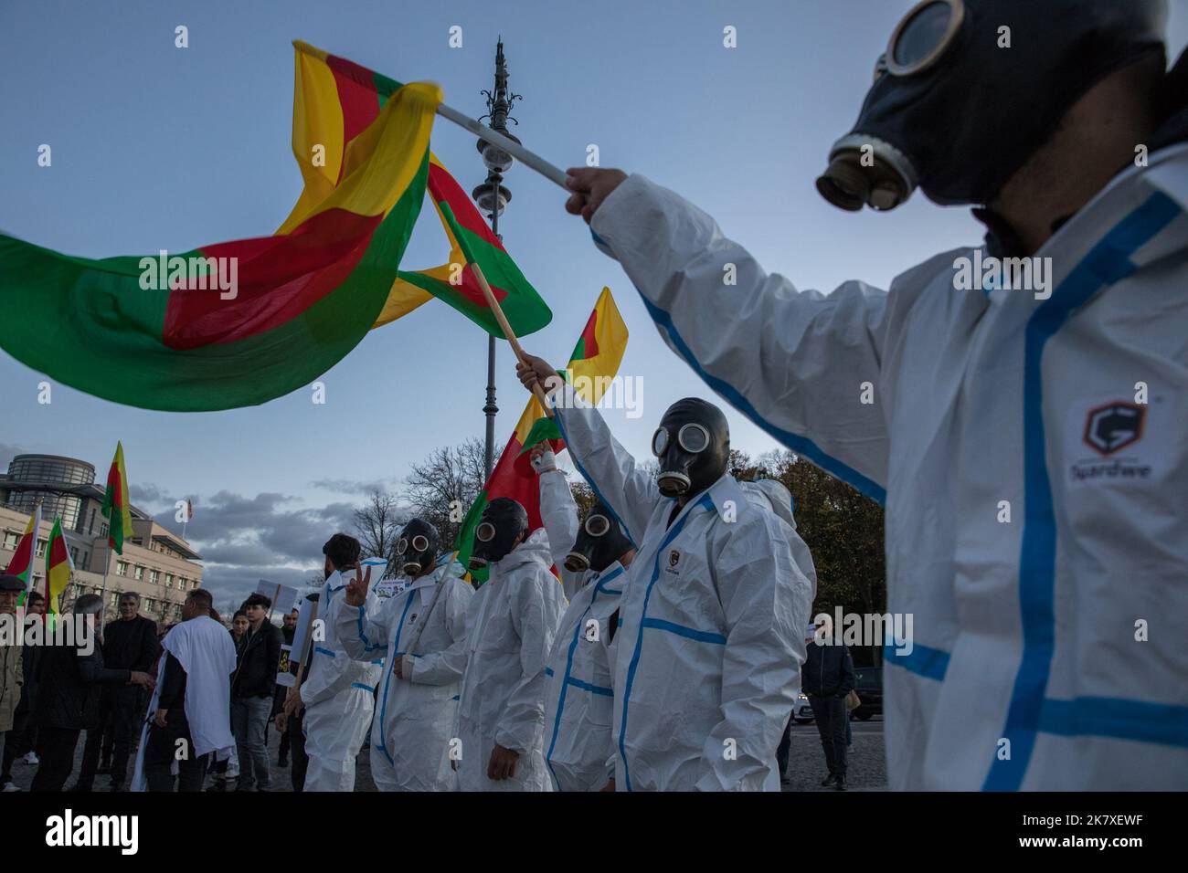 Protesters gathered at the Brandenburg Gate in Berlin on October 19 ...