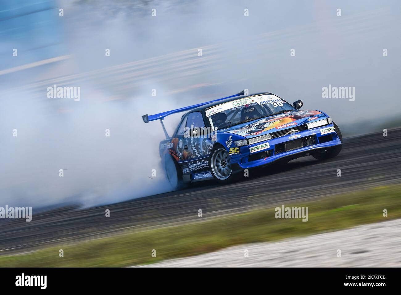 Drifting motorsport competition a spectacle all sideways, smoking tyres ...