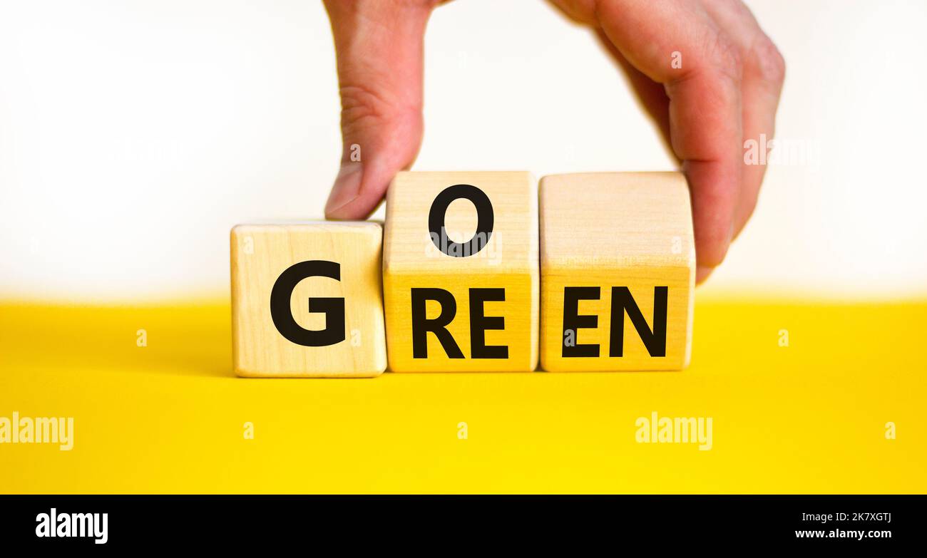 Ecology and go green symbol. Concept words Go green on wooden cubes ...