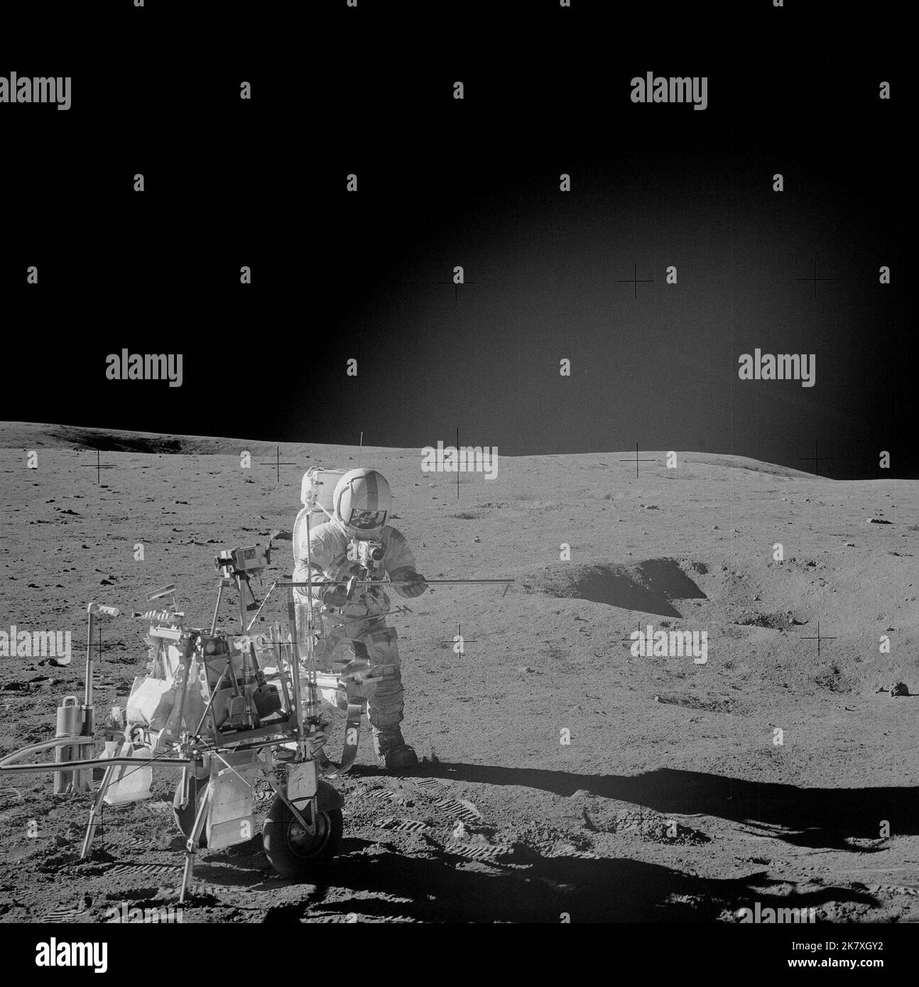 Mission commander Alan Shepard assembles a double core tube. Astronauts ...