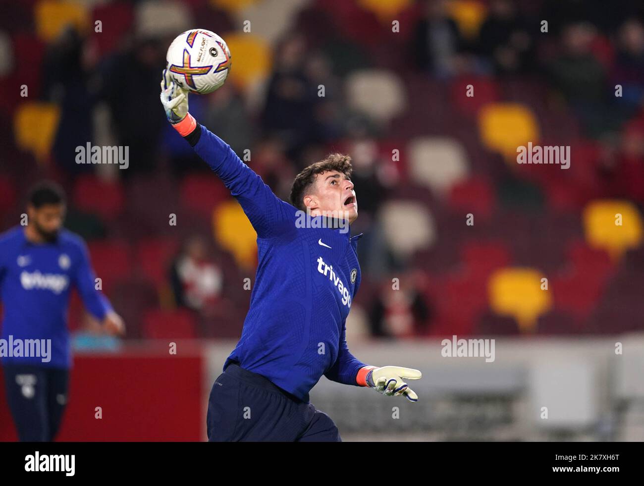 Chelsea goalkeeper Kepa Arrizabalaga warming up before the Premier ...