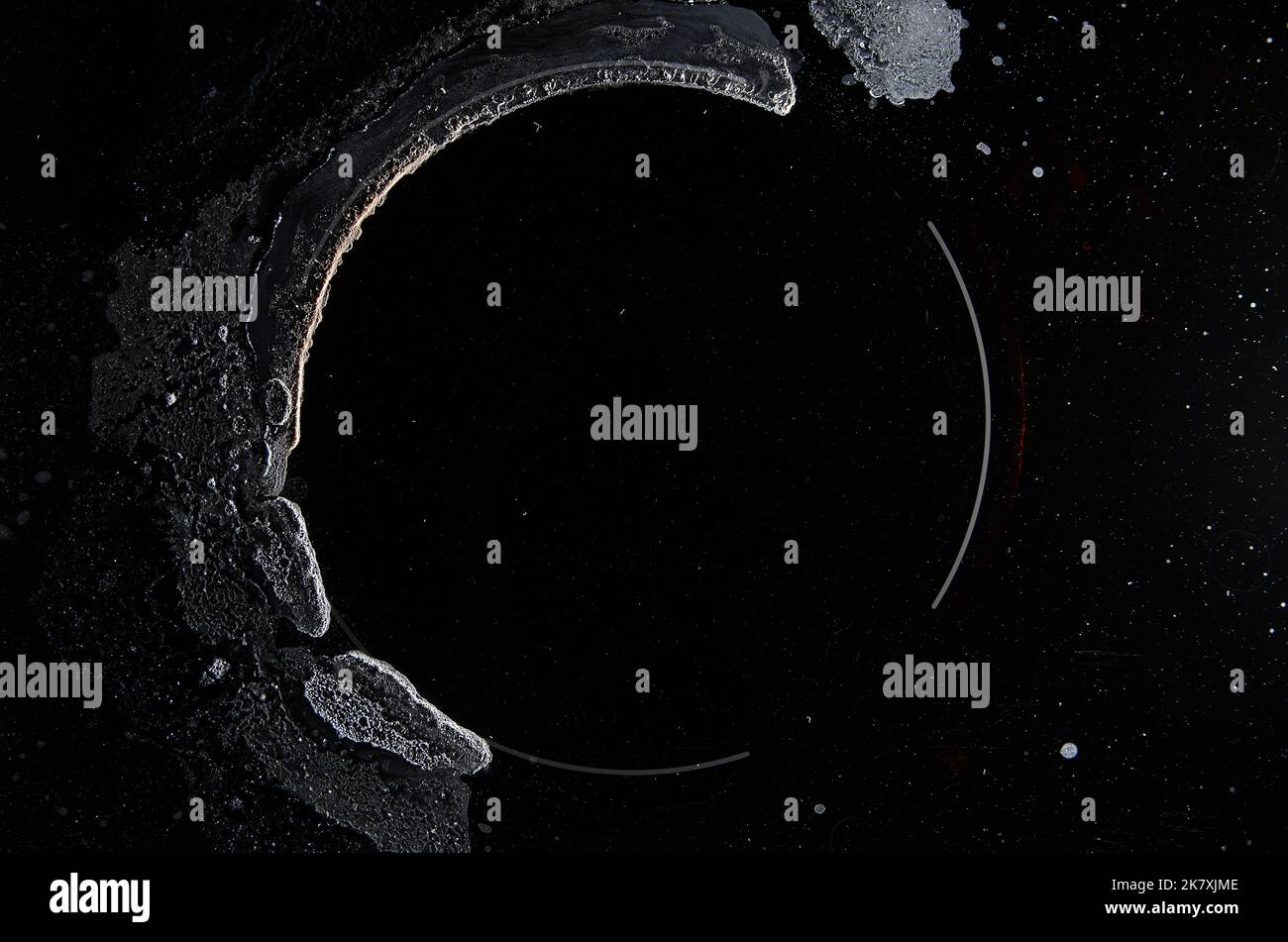 Ceramic kitchen stove burn damage marks and dry saline water splashes ...