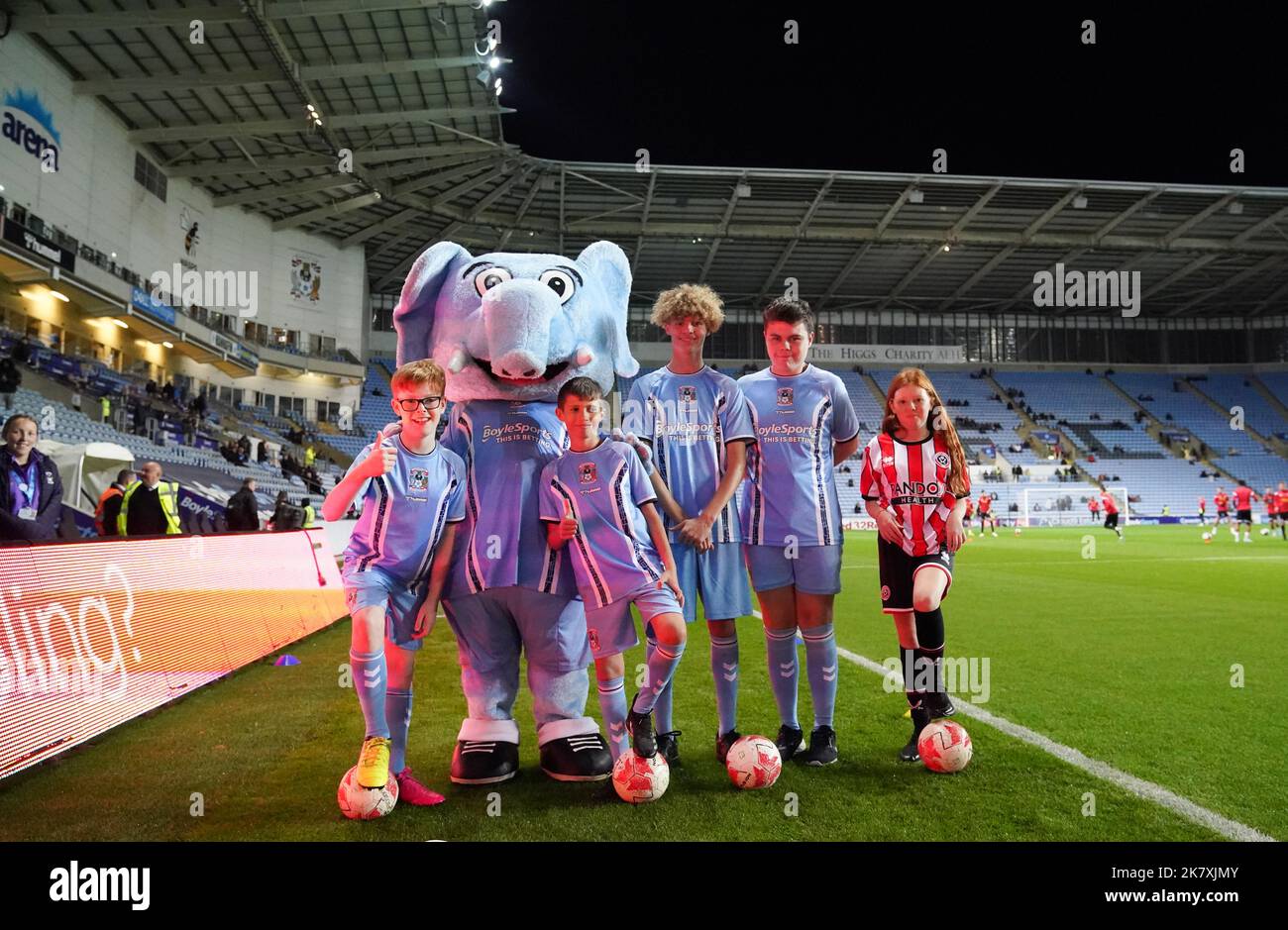 Mascots pose for a picture with Coventry Mascot Sky Blue Sam ahead of ...