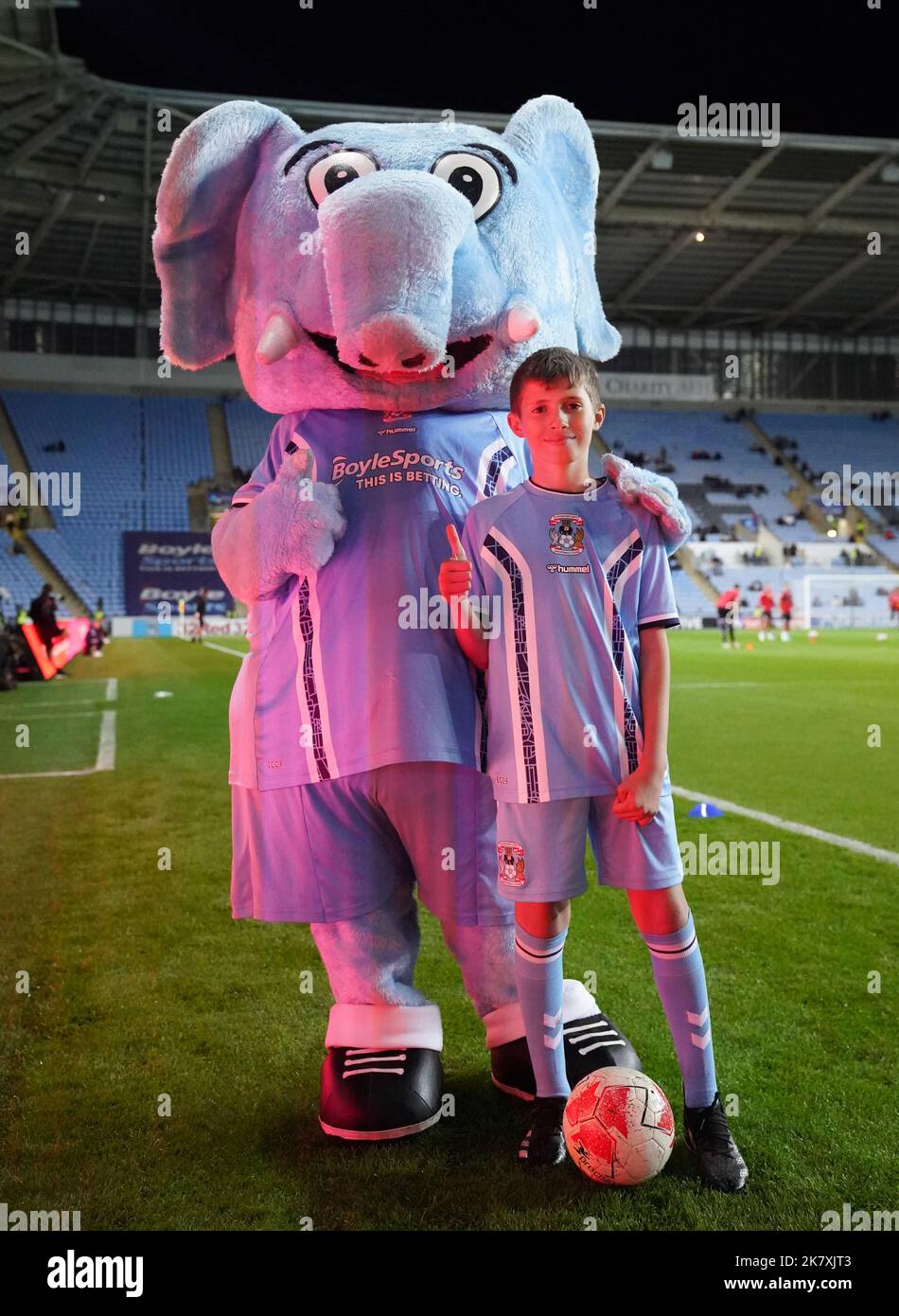 Mascots pose for a picture with Coventry Mascot Sky Blue Sam ahead of ...