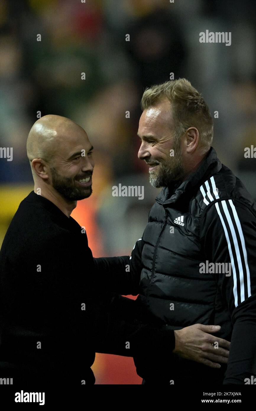 Mechelen's new head coach Steven Defour and Standard's Jean François ...