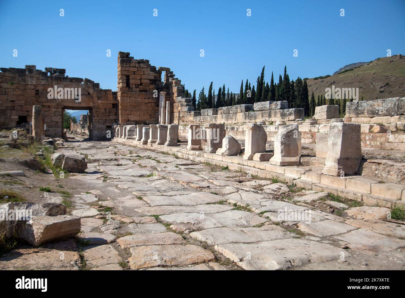 Ruins of the largest antique necropolis in city Hierapolis , Denizli ...