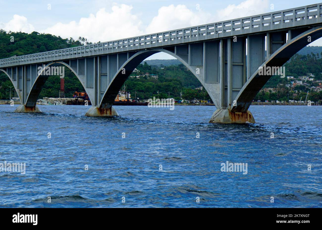 modern bridge in the bay of samana peninsula in the dominican republic ...
