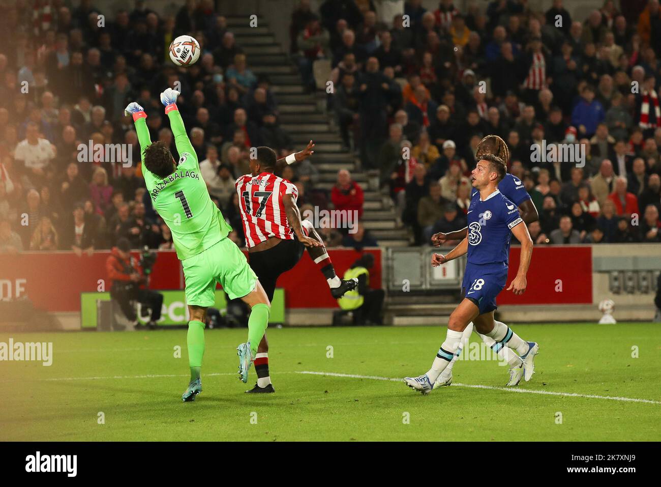 London, UK. 19th Oct, 2022. Chelsea Goalkeeper Kepa Arrizabalaga saves ...