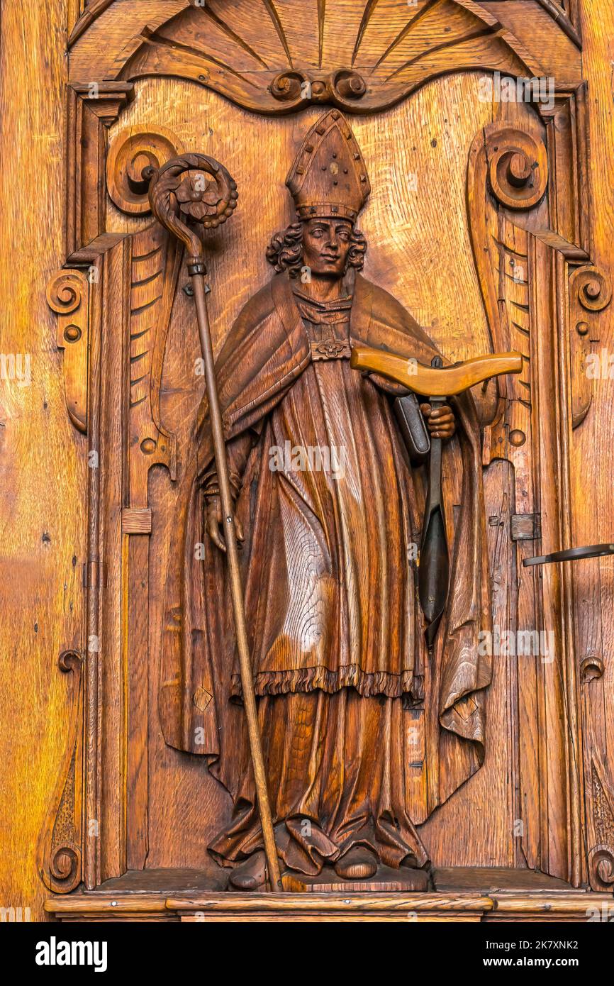 Colorful Leodegar Church Wooden Saint Leodegar Statue Basilica Lucerne ...