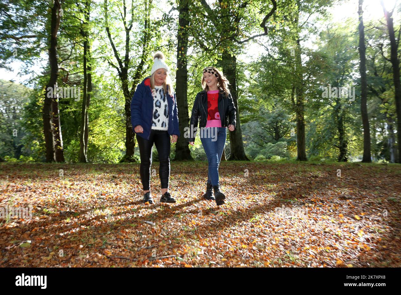 Two middle aged beautiful caucasian women in Belleisle Park, Ayr ...
