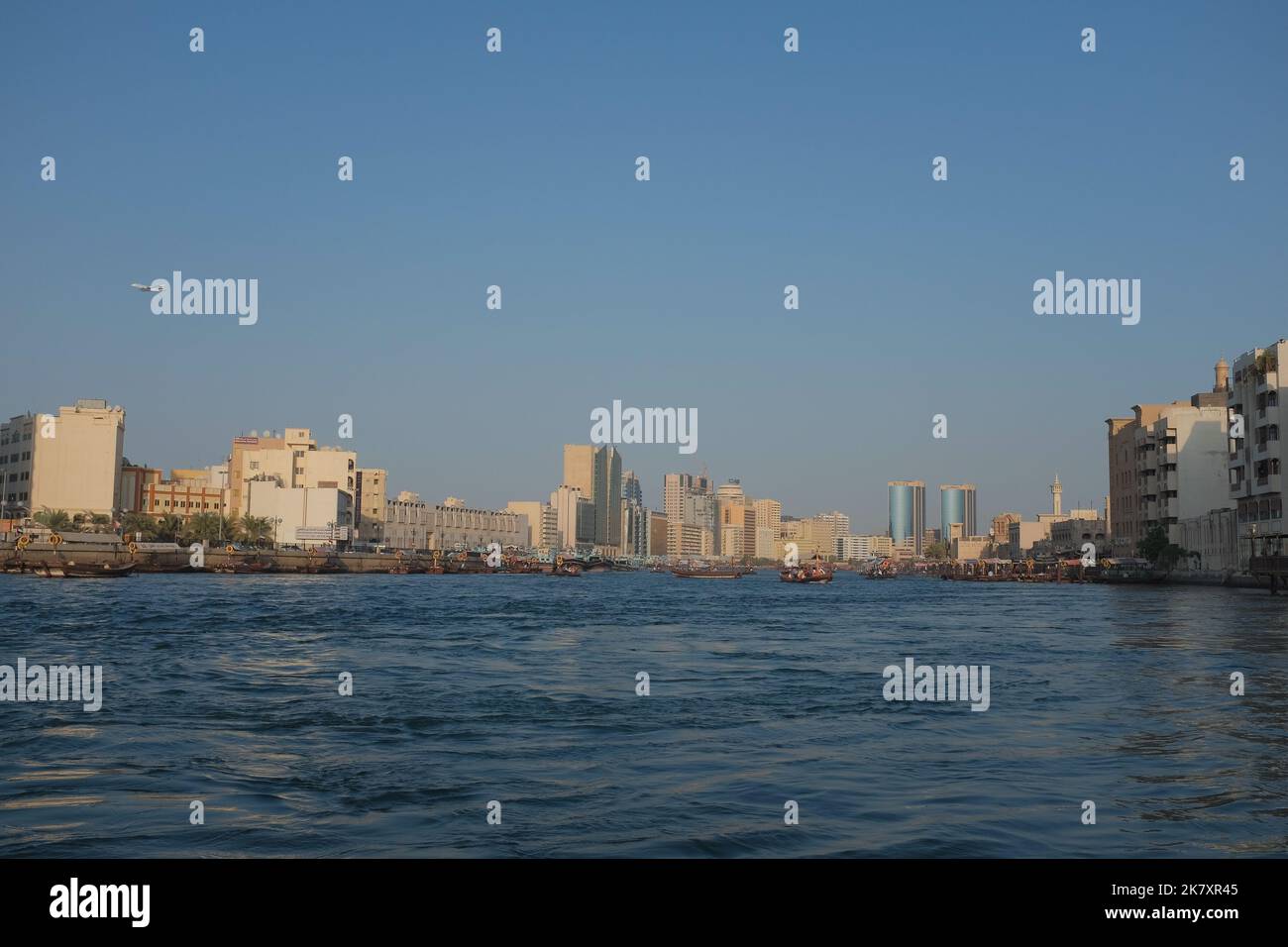 Old Dubai features abras, the creek, and the buildings of Deira and Al ...