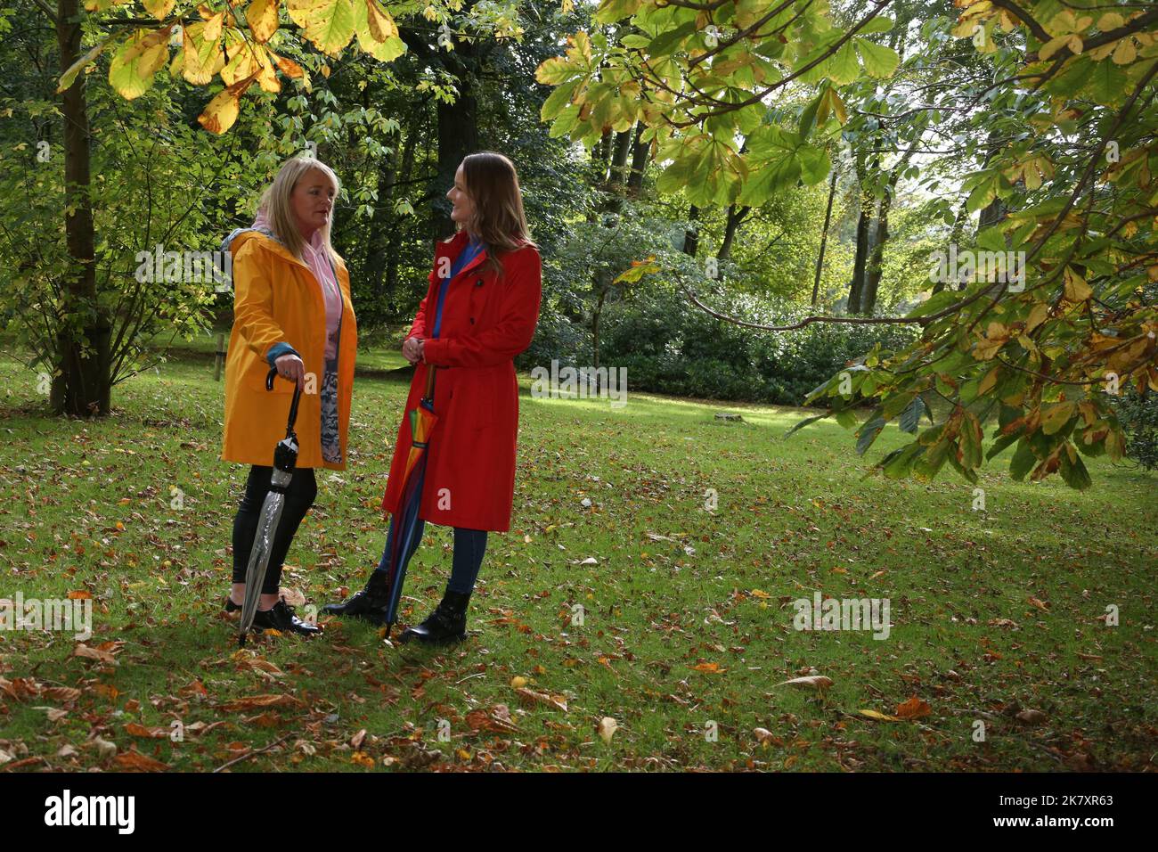 Two middle aged attractive caucasian women in Belleisle Park, Ayr ...