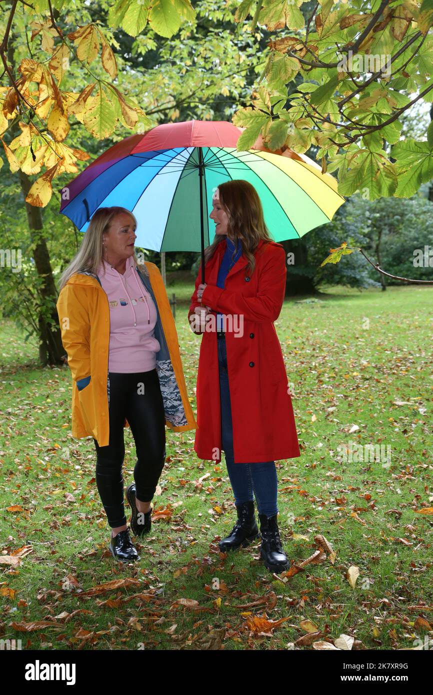 Two middle aged attractive caucasian women in Belleisle Park, Ayr ...