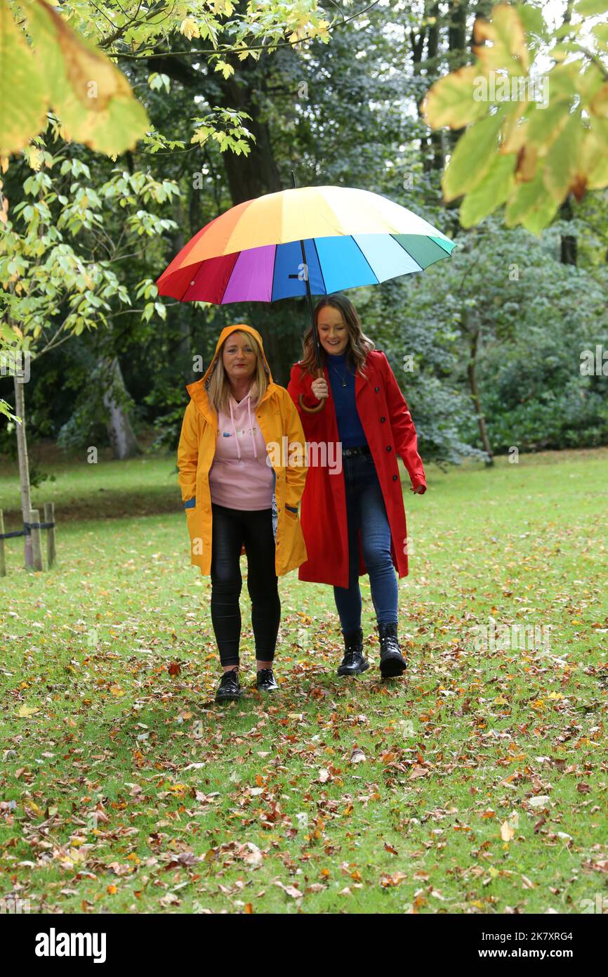 Two middle aged attractive caucasian women in Belleisle Park, Ayr ...