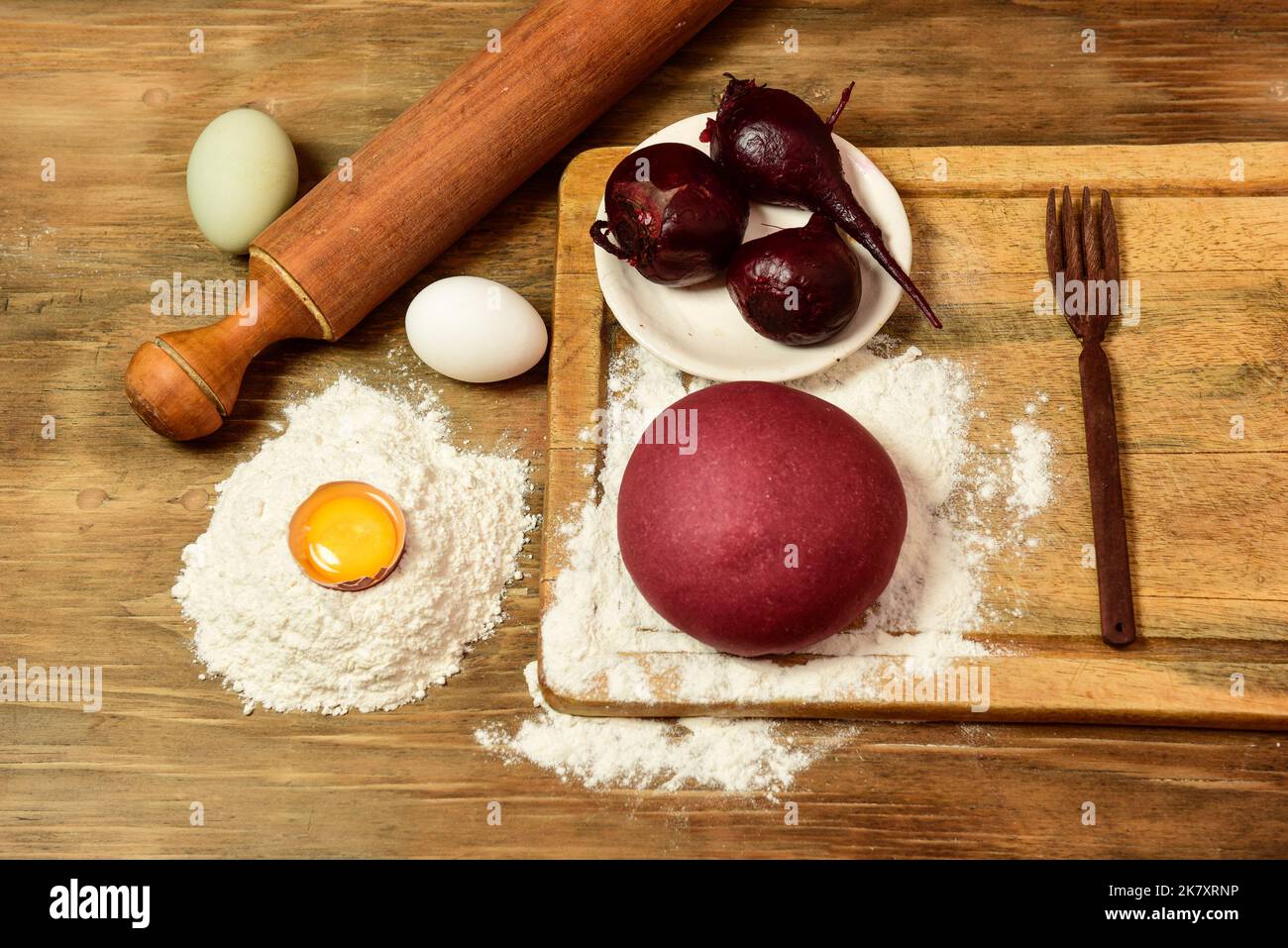 Ingredients ready on the counter to make pasta Stock Photo - Alamy