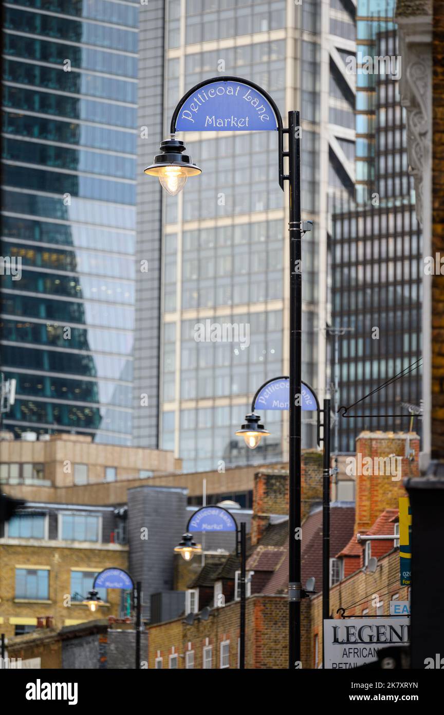 LONDON - November 2, 2020: Petticoat Lane Market street signs on top of ...