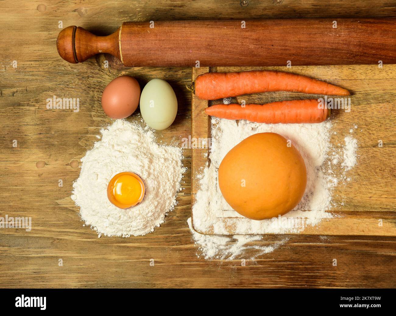 Ingredients ready on the counter to make pasta Stock Photo - Alamy