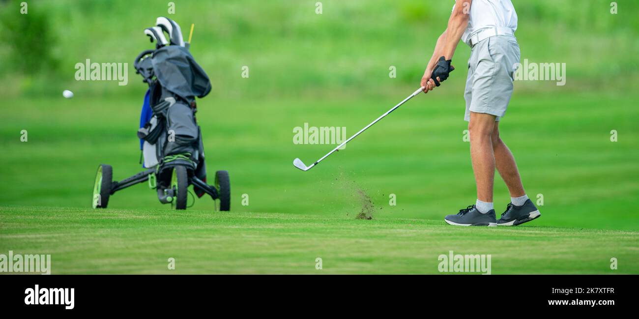 Professional golf player in action. Horizontal sport and golf club ...