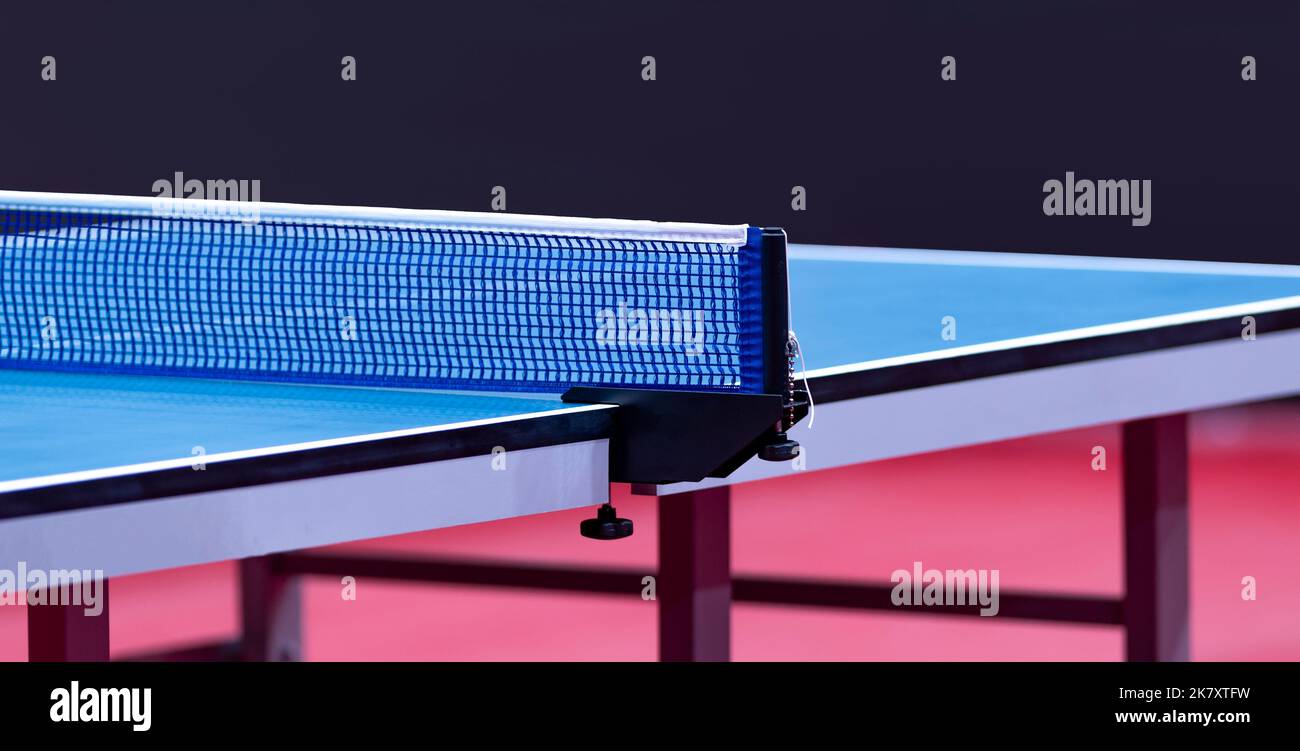 Professional blue table tennis table. Horizontal sport theme poster ...