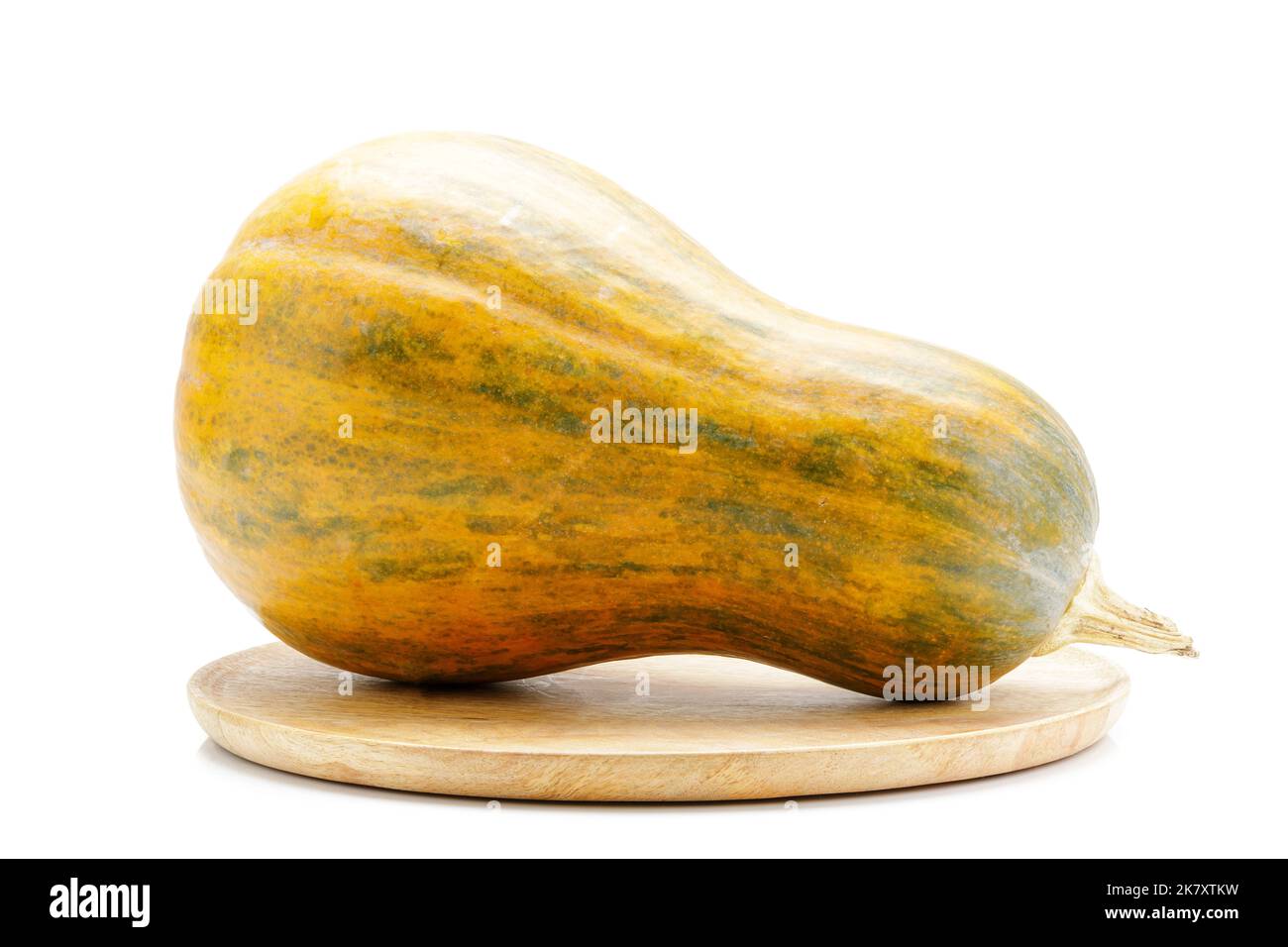 Ripe pumpkin on wooden tray isolated on white background Stock Photo ...