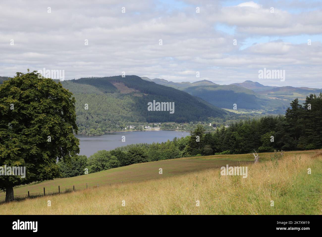 Elevated view of Kenmore and Loch Tay Scotland August 2021 Stock Photo ...