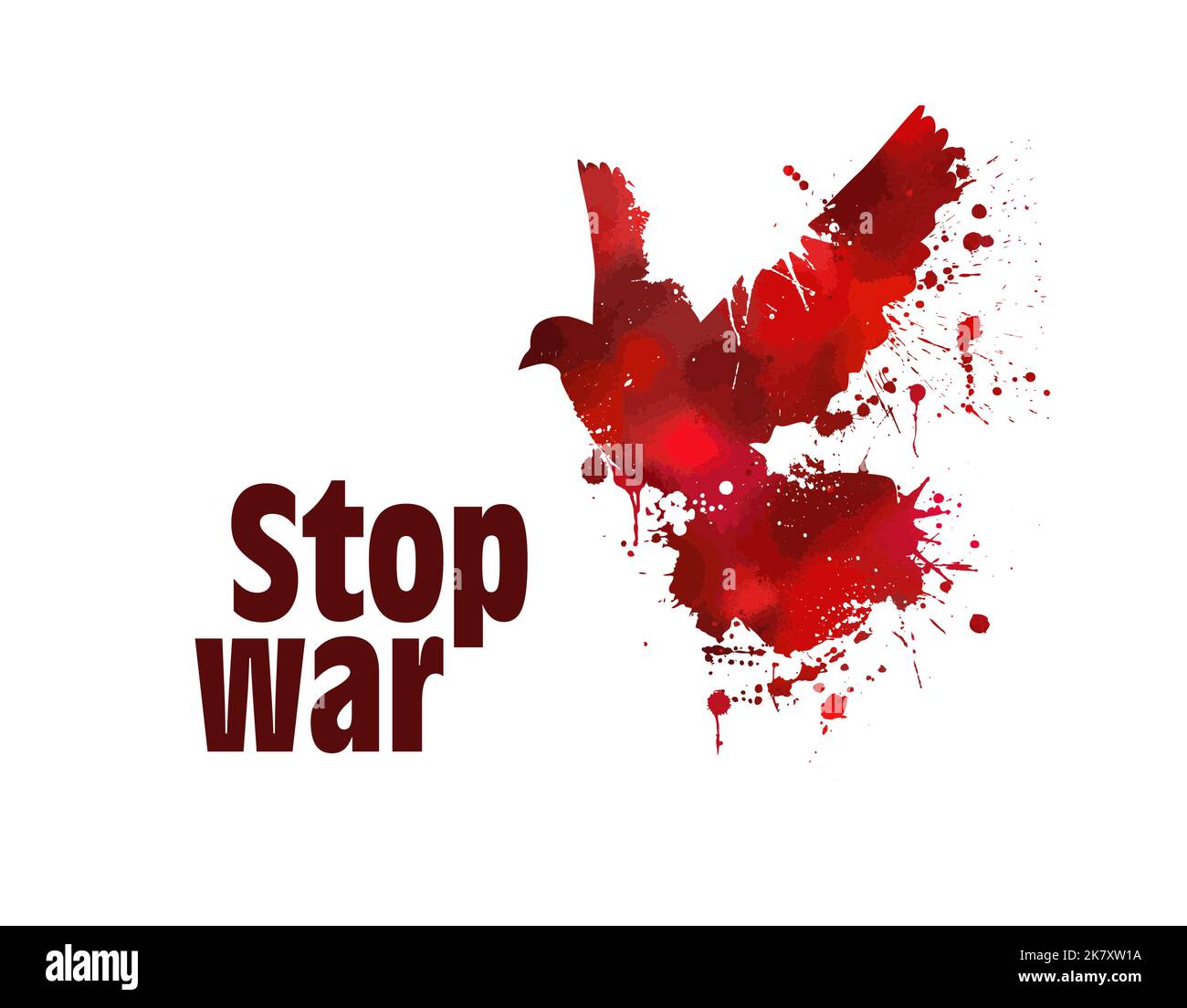Blood dove from blots. Stop war. Freedom to Ukraine. Vector ...