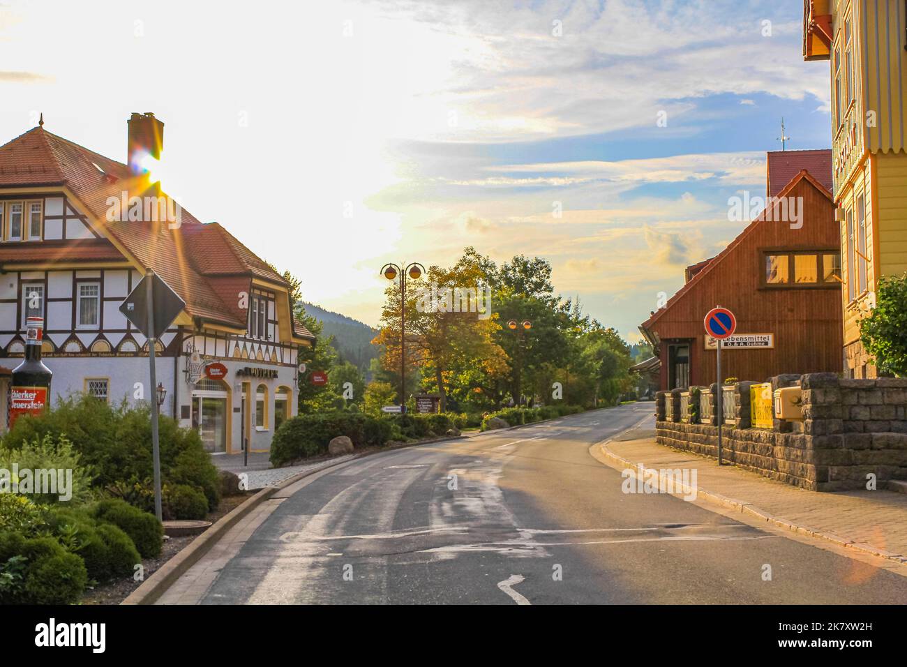 Typical street in Wernigerode at Harz National Park and Brocken ...