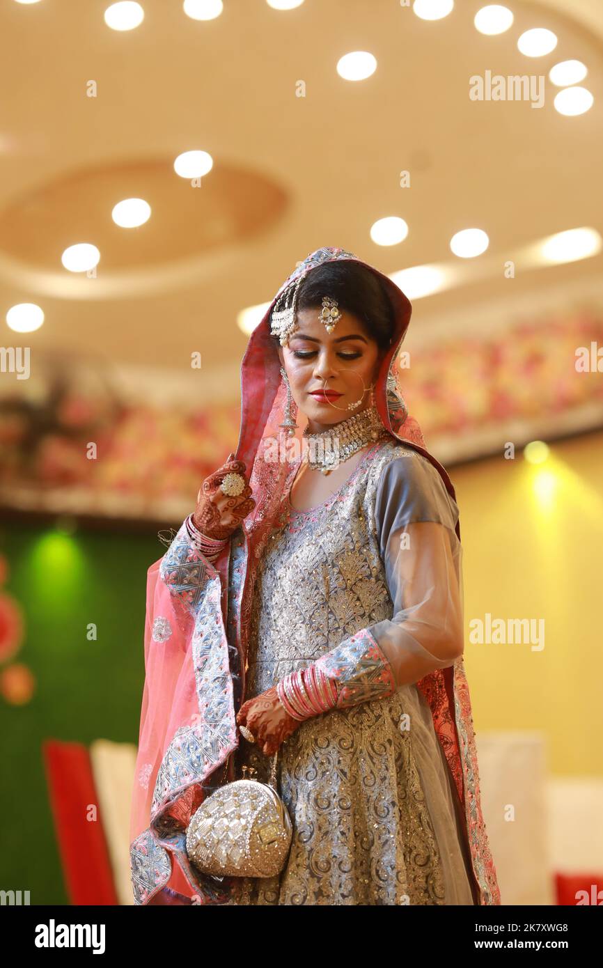 Bride at Pakistani wedding: Traditional Nikah ceremony in Karachi Stock ...