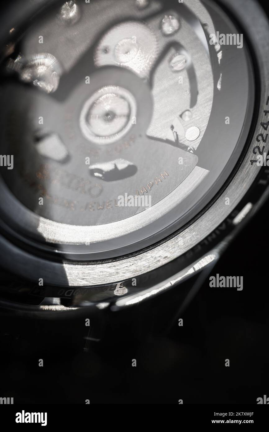 Tokyo, Japan - July 28, 2022: Seiko Sharp Edged Presage SPB223J1, back ...