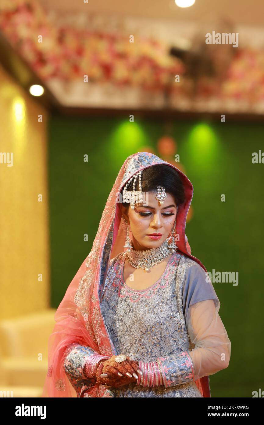 Bride at Pakistani wedding: Traditional Nikah ceremony in Karachi Stock ...