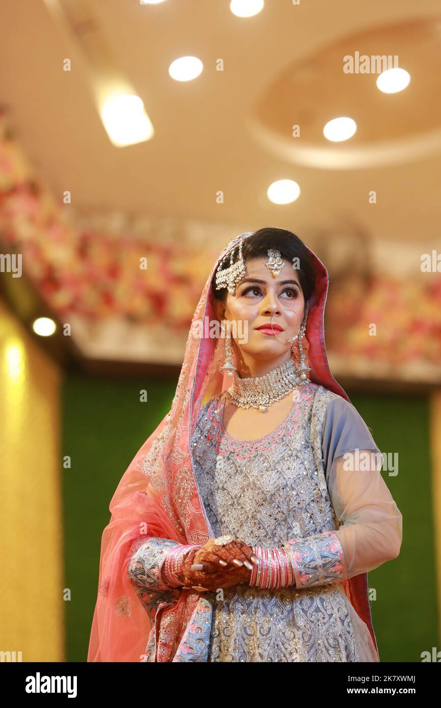 Bride at Pakistani wedding: Traditional Nikah ceremony in Karachi Stock ...