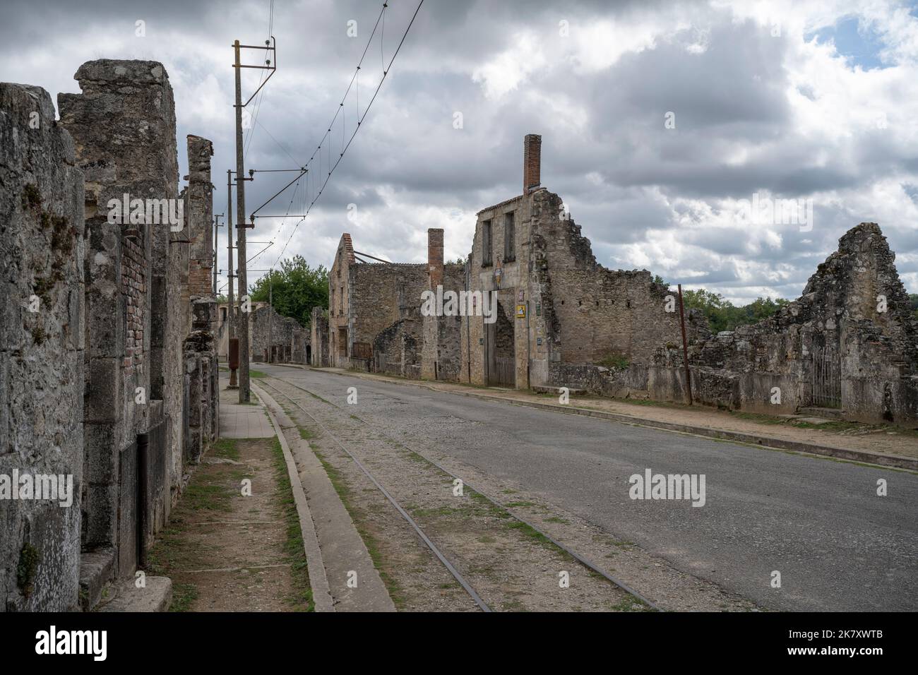 The village of Oradour-sur-Glane, Haute-Vienne, France, the site of a ...